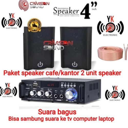 Jual paket sound system cafe masjid kantor 2 unit speaker crimson amplifier bluetooth usb - Kota ...