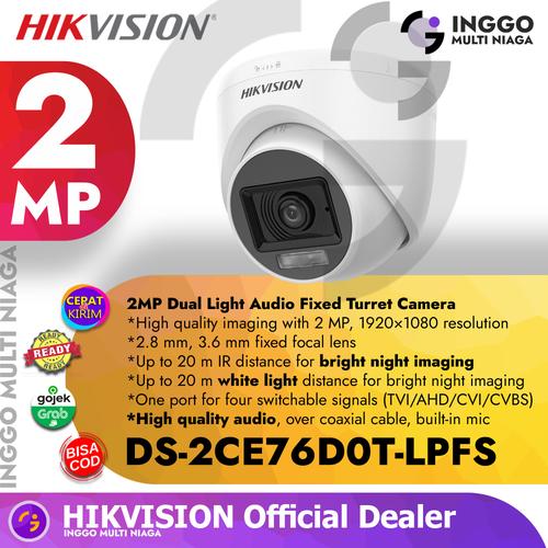 Jual CAMERA CCTV INDOOR HIKVISION 2MP DS-2CE76D0T-LPFS DUAL LIGHT AUDIO ...