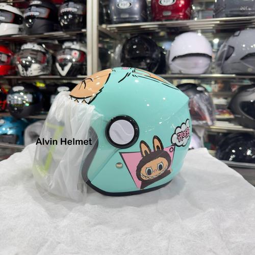 Jual Helm Anak Tanggung JPN Kids Motif Labubu Green Pastel / JPN Kids ...