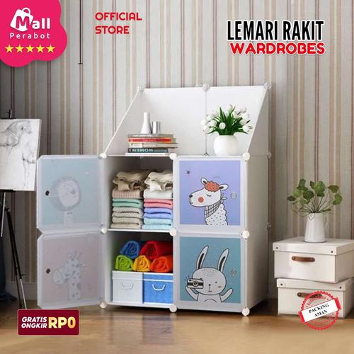 Promo Lemari Pakaian Rakit Plastik Lemari Baju Rak Buku Pintu Kotak - 4 ...