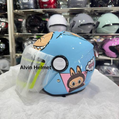 Jual Helm Anak Tanggung JPN Kids Motif Labubu Biru Pastel / JPN Kids ...