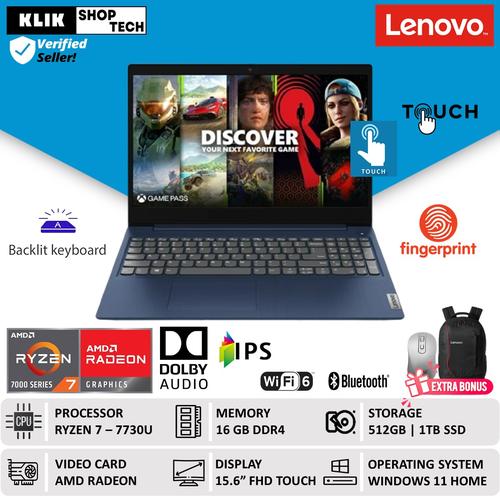 Jual LENOVO Ideapad Slim 3 15 TOUCH AMD Ryzen 7 7000 Series 16GB 512GB ...