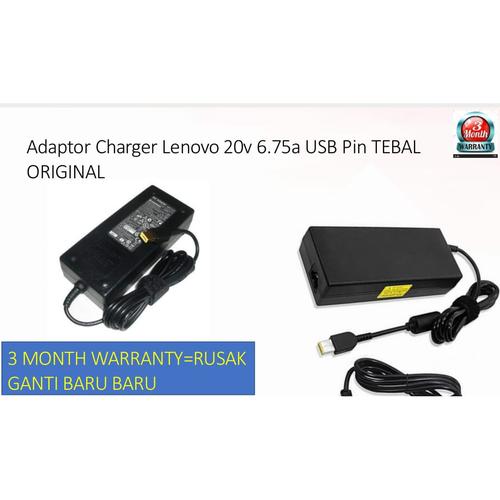Jual ADAPTOR CHARGER LENOVO 20V 6.75A USB PIN TEBAL ORIGINAL - Jakarta ...