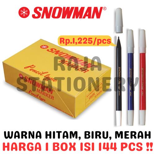 Promo SNOWMAN MARKER SPIDOL SNOWMAN PW-1A PW1A HITAM BIRU MERAH [144PCS ...