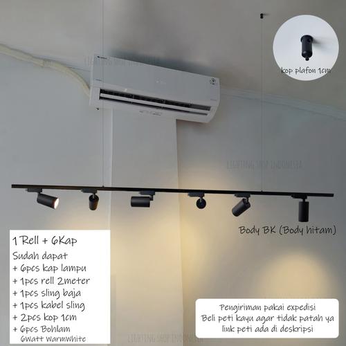 Jual Lampu gantung 2meter sorot rell spotlight plafon tinggi track rell ...