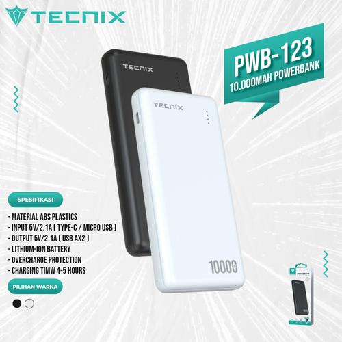 Jual Tecnix PWB-123 Power bank 10000mAh Type-C Two Way Charging - Hitam - Jakarta Selatan ...