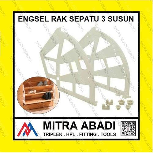 Jual Fitting Bracket Engsel Rak Sepatu Kipas Putar 3 Susun Sekat Lemari ...