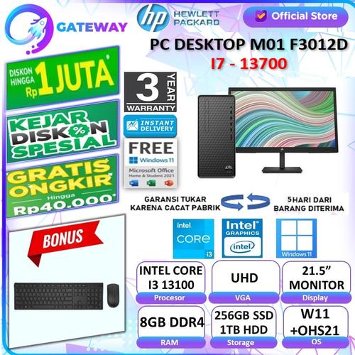 Promo HP PC M01-F3012D i7-13700 16GB SSD 512GB & HDD 1TB W11+OHS 21,5" - WINDOWS 11 HOME Cicil 0 ...