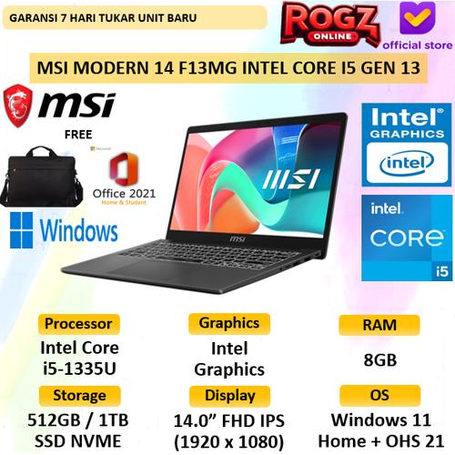 Promo MSI Modern 14 F13MG I5 Gen 13 16GB 1TB SSD W 11 + OHS 14 Inc IPS Panel - NON PAKET, GRY ...