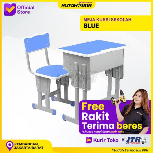 Promo Meja belajar Set Blue meja kursi siswa | warna biru lis putih ...