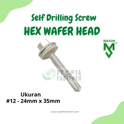 Jual Sekrup Roofing Hex Wafer Head SDS M5.5 #12-24x35mm with bonded ...