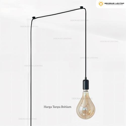 Jual Fiting lampu gantung hitam + kabel saklar on/off panjang kabel ...