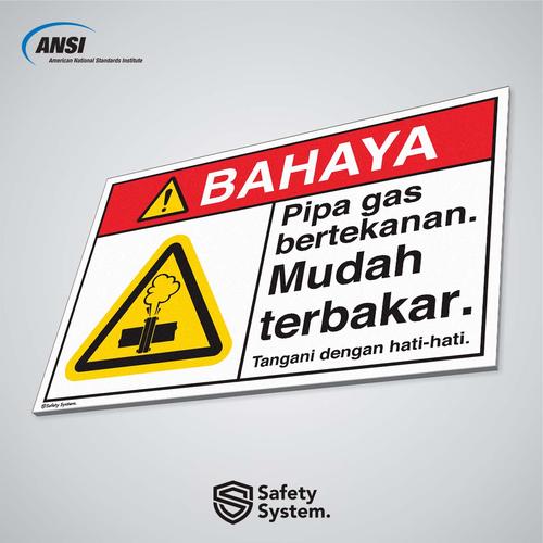 Jual Safety sign rambu K3 ANSI PVC pipa gas bertekanan mudah terbakar ...