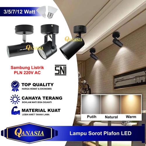 Jual Lampu Sorot Plafon LED 3W 5W 7W 12W Spot Light Spotlight 3/5/7/12 Watt - E27 Hitam, 12W ...