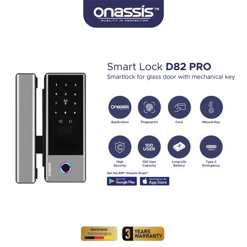 Promo ONASSIS D82 PRO SMART LOCK FOR GLASS DOOR WITH KEY - Midnight ...