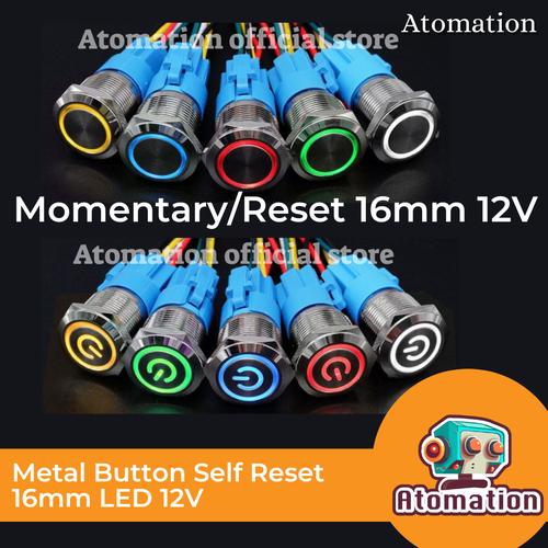 Jual Metal Stainless Push Button Switch Push Reset dengan Lampu LED ...