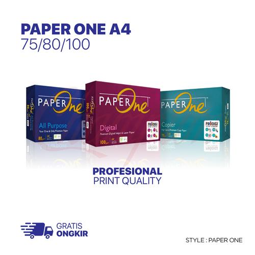 Jual PaperOne Kertas A4 75/80/100 Gram - Kertas HVS 1Rim (500 lembar ...