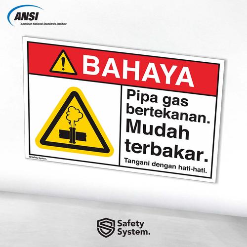Jual Stiker safety sign rambu K3 ANSI pipa gas bertekanan mudah ...