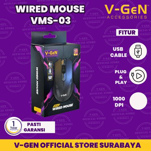 Jual Wired Mouse V-GeN VMS-03 1000 DPI Mouse PNP USB Cable - Kota ...