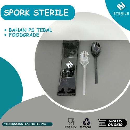Jual Isi 50 Pcs Spork plastik / sendok sekaligus garpu + tissue + ts ...