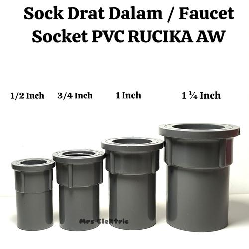 Jual Sock Drat Dalam SDD Rucika AW PVC 1/2 Inch 3/4 Inch 1 Inch 1 1/4 ...