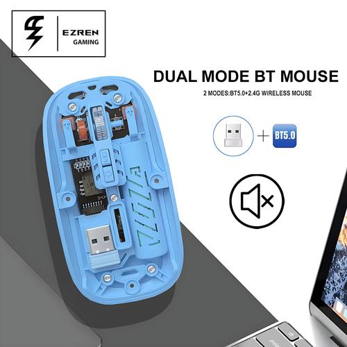 Promo Ezren EZ-X1 Mouse Wireless Transparent Dual mode with USB ...