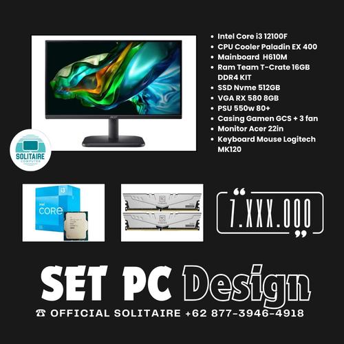 Jual PC Rakitan Intel Core i3 12100F DDR4 16GB Kit NVMe 512GB RX580 PC ...