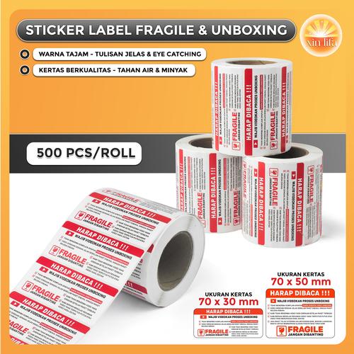 Jual Label Sticker FRAGILE Wajib Video Unboxing Stiker 70x50 isi 500 ...