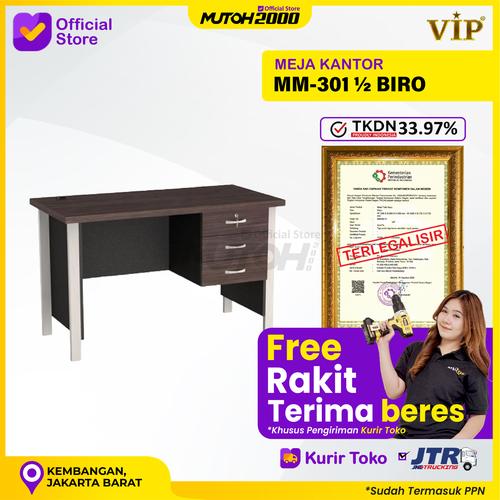 Promo Meja kerja kantor 1/2 Biro VIP MM 301 - Bersertifikat TKDN ...
