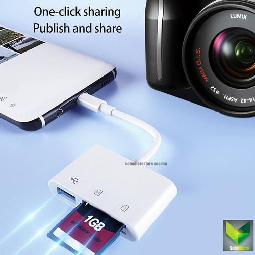 Jual CARD Reader 3in1 Type C 2.0 USB Hub MicroSD AT32 White Putih ...