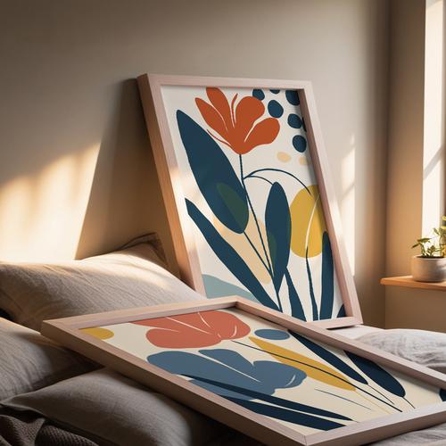 Promo Wall Frame Art Flower Dengan Frame Kayu Design Bunga Minimalis ...