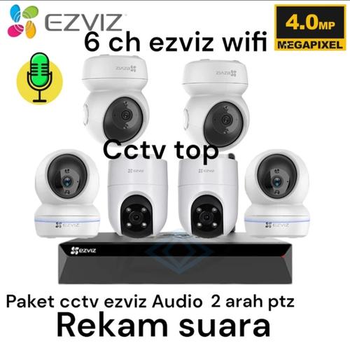 Jual PAKET CCTV EZVIZ 8ch 6 kamera 4mp wirelless PTZ audio 2 arah ...