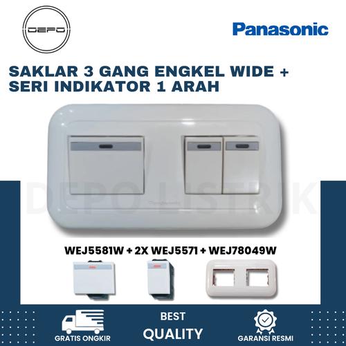 Promo Panasonic Saklar 3 Gang Engkel Wide + Seri Indikator Lampu 1 Arah ...