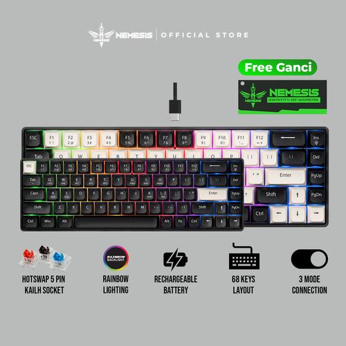 Promo Nemesis Keyboard 3in1 Wireless Connection Hotswap 5 pin LOKI MKN ...