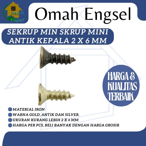 Jual Sekrup mini murah skrup mini antik baut kepala 2 x 6 mm (harga 100 ...