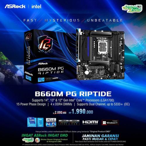 Promo ASROCK B660M PG RIPTIDE (DDR4, LGA1700) Cicil 0% 3x - Jakarta ...