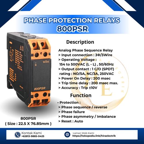 Jual ANALOG PHASE SEQUENCE RELAY 800PSR SELEC PFR - Jakarta Barat ...