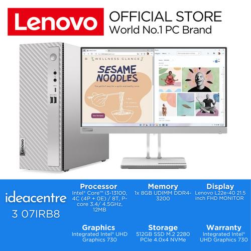 Promo Lenovo PC Desktop IdeaCentre 3 07IRB8 90VT00A8ID/AAID i3 13100 4GB 256 SSD W11 OHS+MONITOR ...