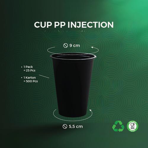 Jual Sablon Cup Gelas PP Injection Black 12 oz 14 oz datar - 12 oz ...