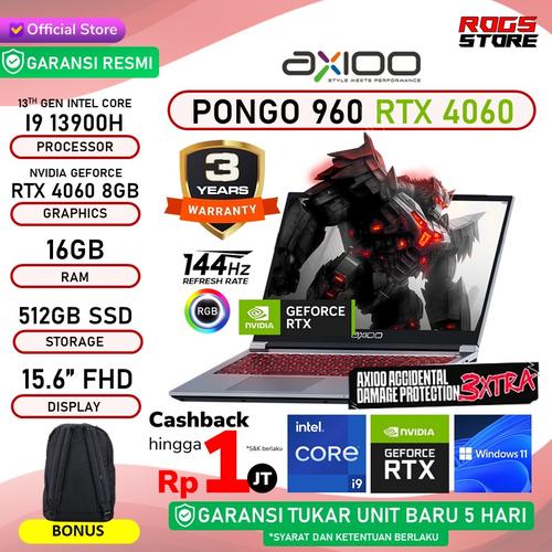Promo AXIOO PONGO 960 CORE I9 13900H RTX4060 16GB 512GB W11PRO 15"FHD ...