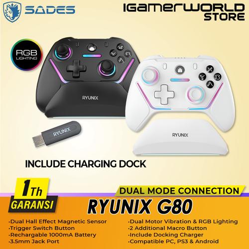 Jual Ryunix G-80 / G80 Hall Effect Wireless Gamepad for PS3 PC Android ...
