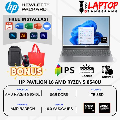 Jual LAPTOP KANTOR HP PAVILION 16 AMD RYZEN 5 8540U 8GB DDR5 1 TB SSD 16.0 WUXGA WINDOWS 11 ...