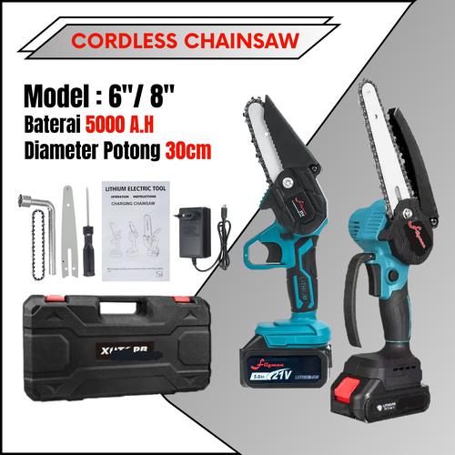Promo Chainsaw Cordless Fligman 21V 8 Inch Mini Chainsaw Elektrik ...