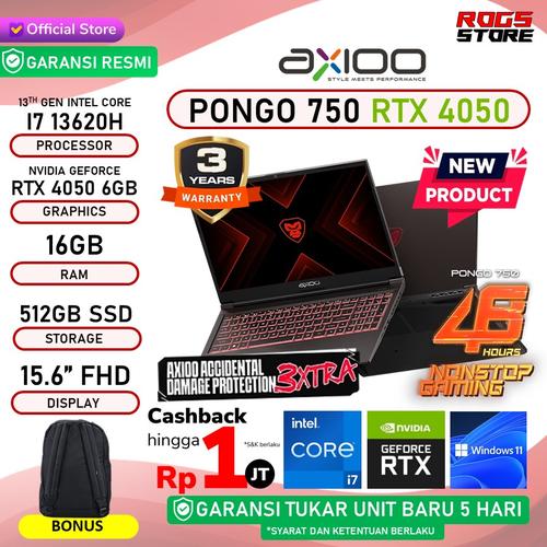 Promo AXIOO PONGO 750 CORE I7 13620H RTX4050 16GB 512GB SSD W11 15.6FHD ...