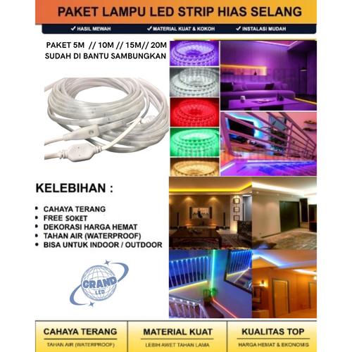 Jual LAMPU SELANG LED STRIP SMD 5050 220V PAKET 5M 10M , 15M , 20M ...