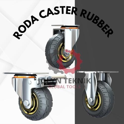 Jual RODA CASTER RUBBER HITAM UNTUK TROLY MATI HIDUP REM 3 4 5 INCH ...