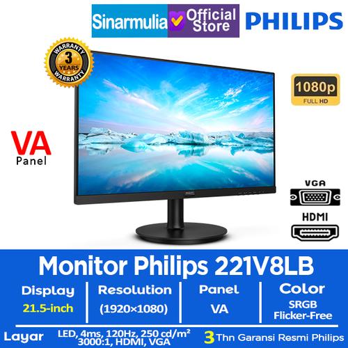 Promo Monitor LED Philips 221V8LB 21.5" FHD VA 120Hz 4ms HDMI VGA ...