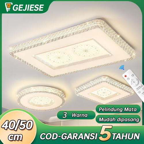 Promo 【COD】Lampu Plafon Kristal LED Persegi/Bulat Lampu Gantung Ruang ...