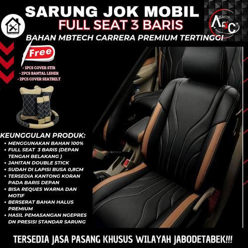 Jual SARUNG JOK MOBIL FULL SEAT 3 BARIS BAHAN MBTECH CARRERA PREMIUM ...
