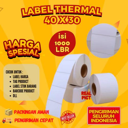 Jual KERTAS THERMAL LABEL 40X30 ISI 1000 STICKER BARCODE 1 LINE - Kota ...